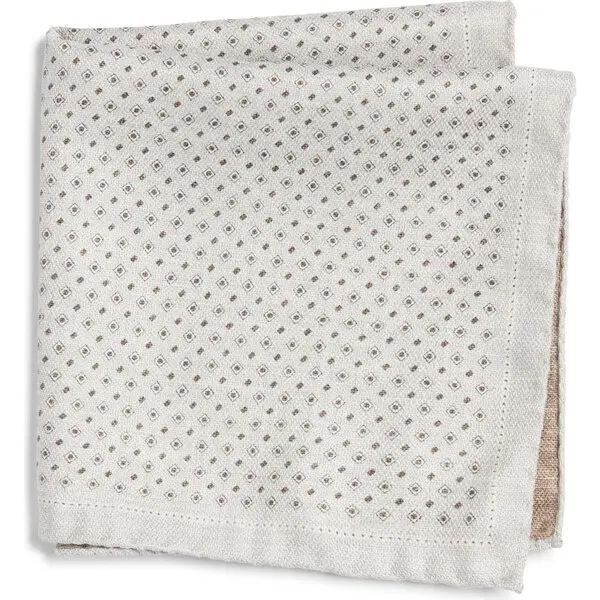 JACK VICTOR Muriel Reversible Silk Pocket Square - Sand