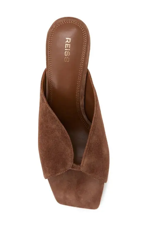 REISS Tiffany Suede Slide Sandal - Tan