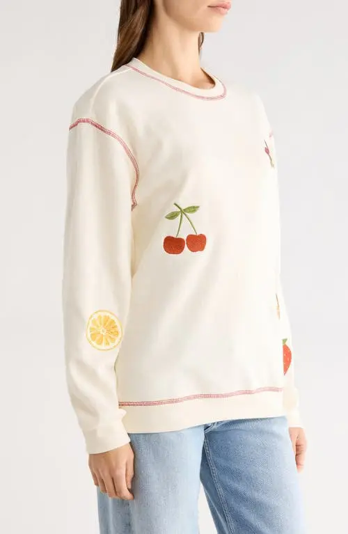 GOLDEN HOUR Fruit Embroidery Fleece Sweatshirt