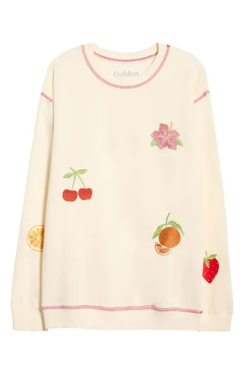 GOLDEN HOUR Fruit Embroidery Fleece Sweatshirt