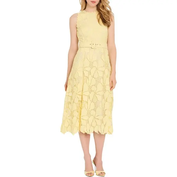 TAHARI ASL Sleeveless Belted Fit & Flare Dress