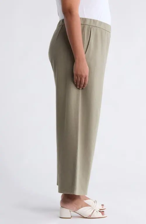 Eileen Fisher Garment Dyed Organic Cotton Terry Wide-leg Pants - Bay Leaf