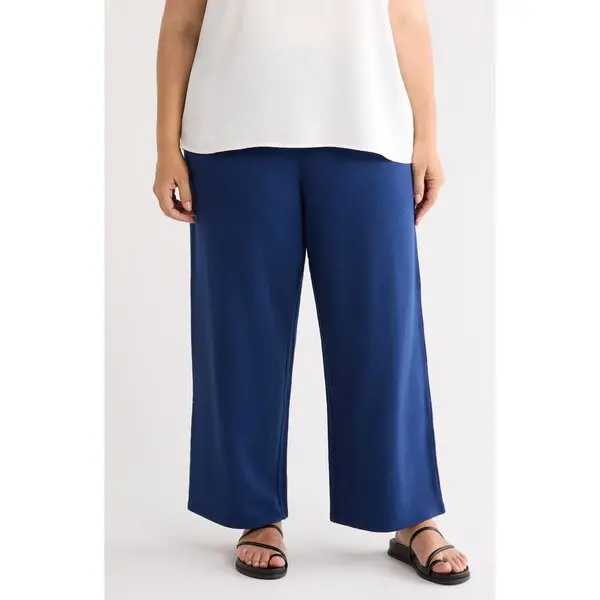 Eileen Fisher Garment Dyed Organic Cotton Terry Wide-leg Pants - Deep Dive