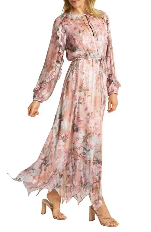 Matty M. Vivienne Floral Print Ruffle Maxi Dress