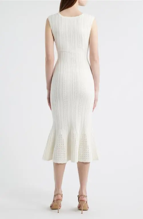 LoveShackFancy Tayleen Pointelle Knit Midi Dress - White Tea