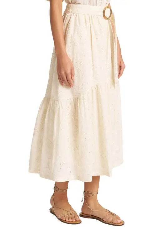 Matty M. Eyelet Belted Midi Skirt