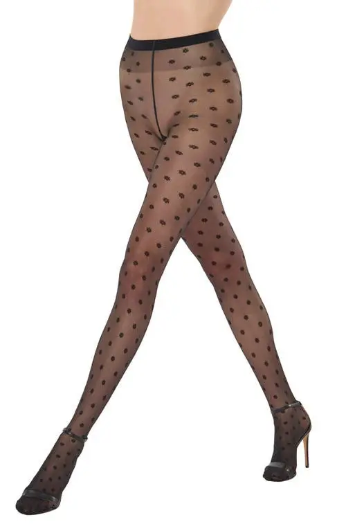 Wolford Daisy Sheer Tights - Black/black