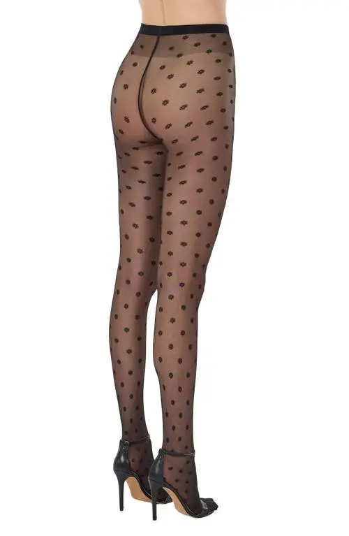 Wolford Daisy Sheer Tights - Black/black