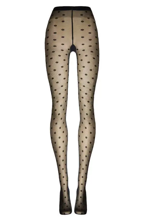Wolford Daisy Sheer Tights - Black/black