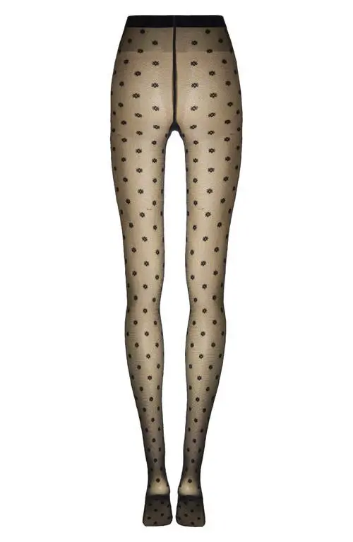 Wolford Daisy Sheer Tights - Black/black