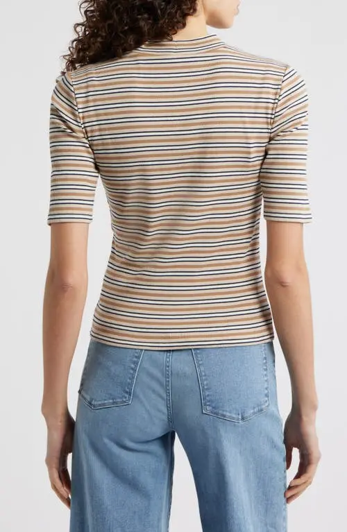 FRAME The Stripe Mock Neck Rib Top