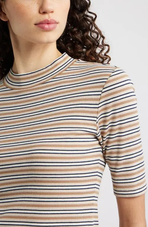 FRAME The Stripe Mock Neck Rib Top