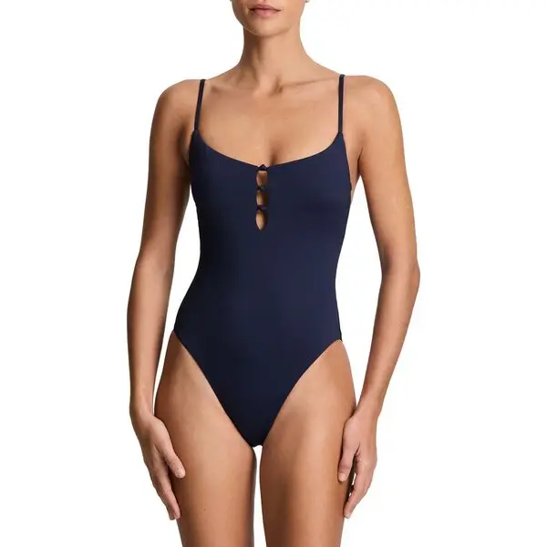 Ralph Lauren Knotted Keyhole One-piece Swimsuit - Dark Navy