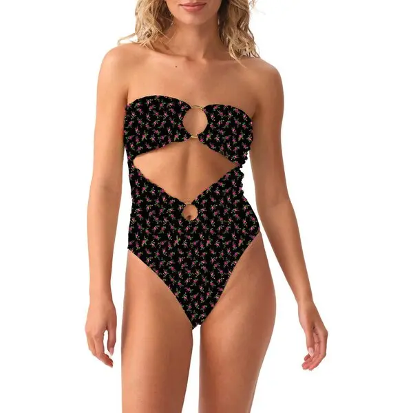 PQ Floral Strapless One-piece Swimsuit - Rosebud