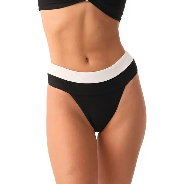 PQ Banded High Waist Bikini Bottom - Jet Black