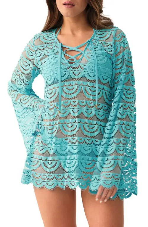 PQ SWIM Noah Bell Sleeve Lace Cover-up Tunic - Kai