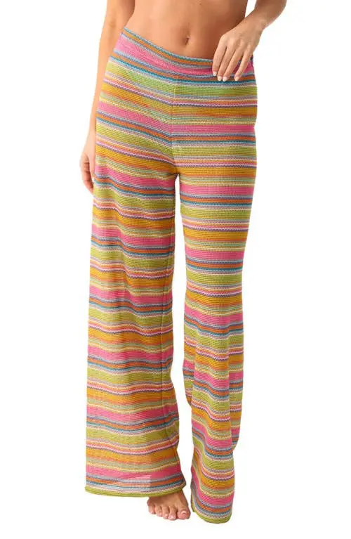 PQ SWIM Meg Stripe High-waist Cover-up Pants - Rainbow