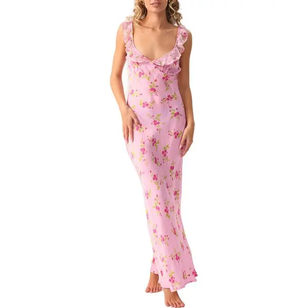 PQ SWIM Beth Floral Cover-up Maxi Dress - Rosebud