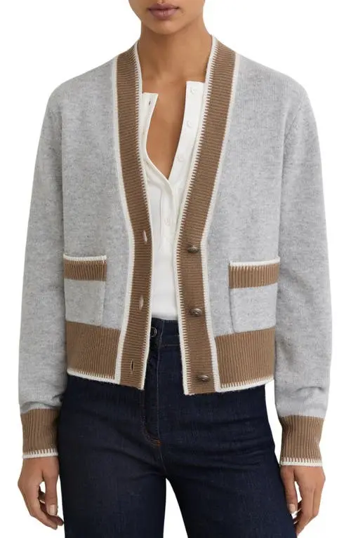 REISS Wool And Cashmere Blend Cardigan - Grey/neutral