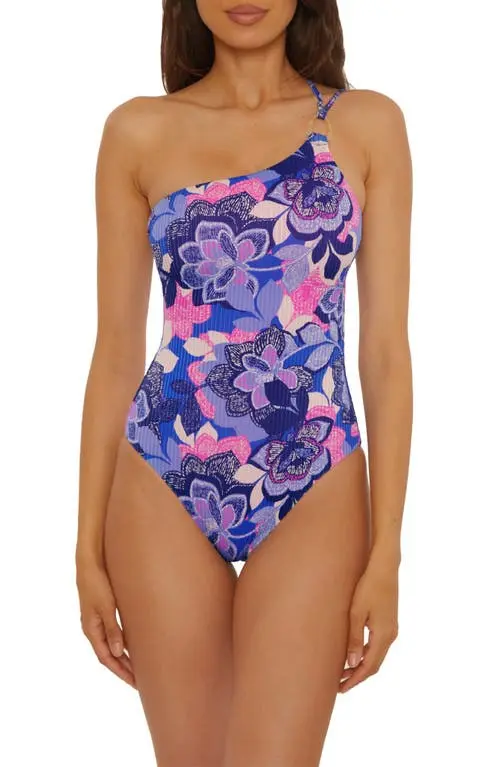 BECCA By Rebecca Virtue Lanai Strappy Rib One-piece Swimsuit - Blue Multi