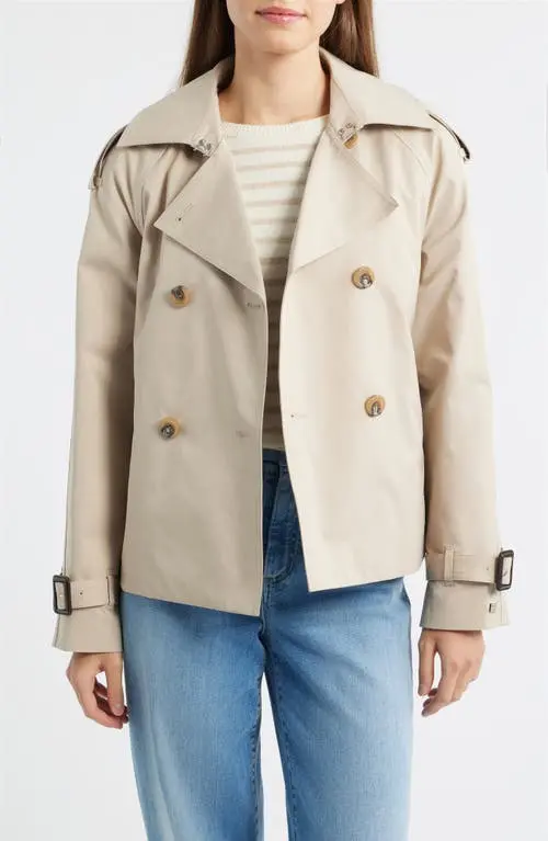Tommy Hilfiger Belted Crop Trench Coat - Stone