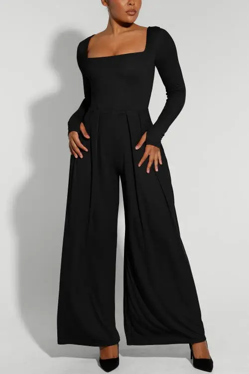 SHAPELLX Airslim® Square Neckline Shaping Jumpsuit - Black