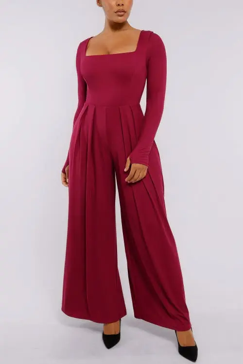 SHAPELLX Airslim® Square Neckline Shaping Jumpsuit - Carmine