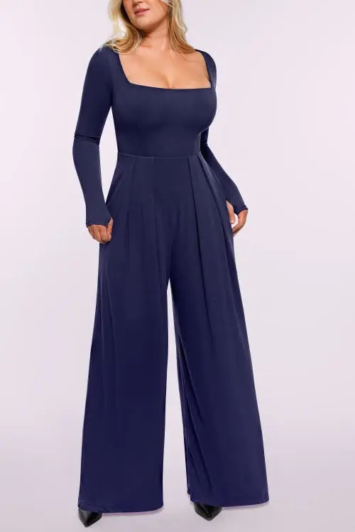 SHAPELLX Airslim® Square Neckline Shaping Jumpsuit - Navy Blue