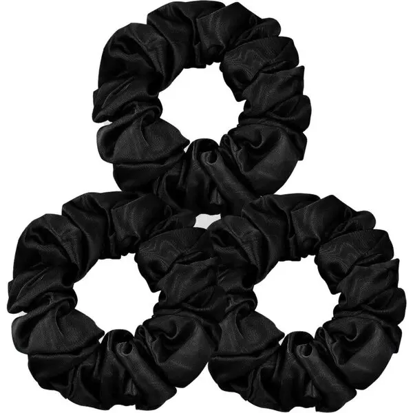 SILKSILKY Pure Silk Scrunchies 3 Pack - Black