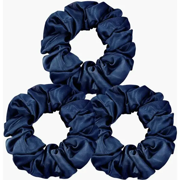 SILKSILKY 3pcs Pure Silk Scrunchies Bundle - Darkblue