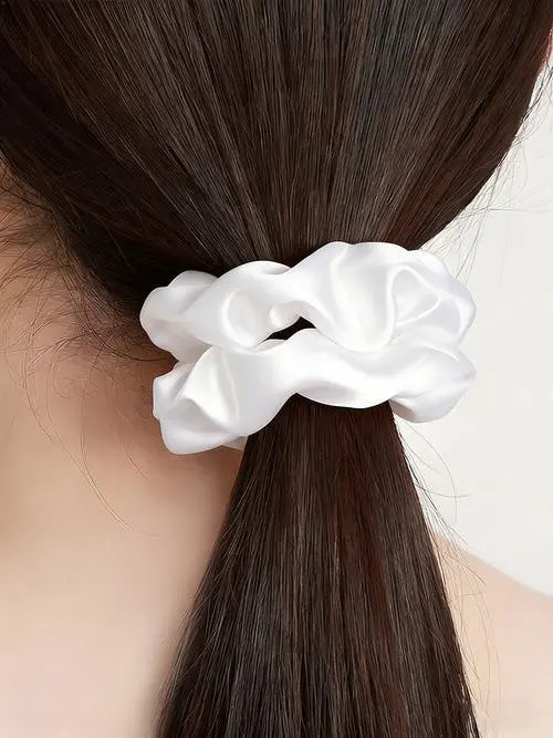 SILKSILKY Pure Silk Scrunchies 3 Pack - White