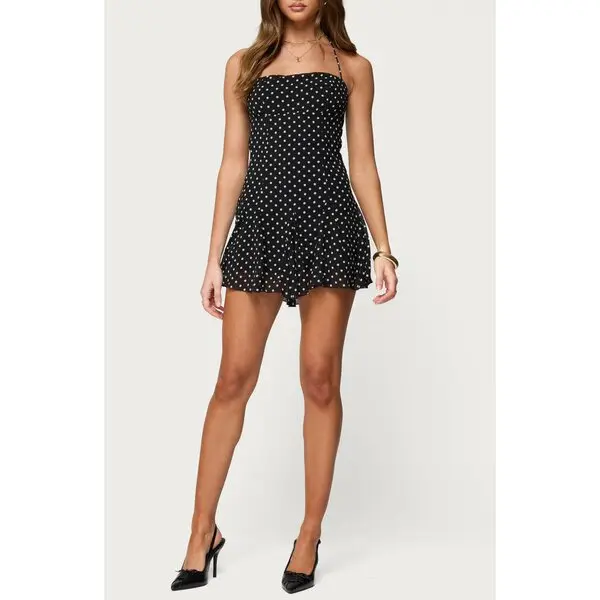 EDIKTED Aria Dot Halter Mini Dress