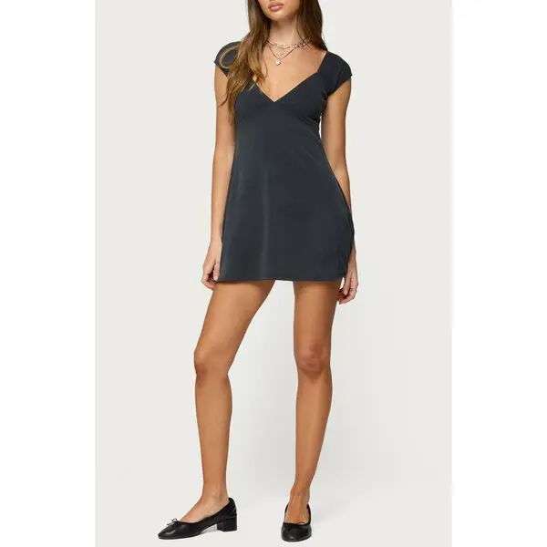 EDIKTED Sarona V-neck Romper - Dark-gray
