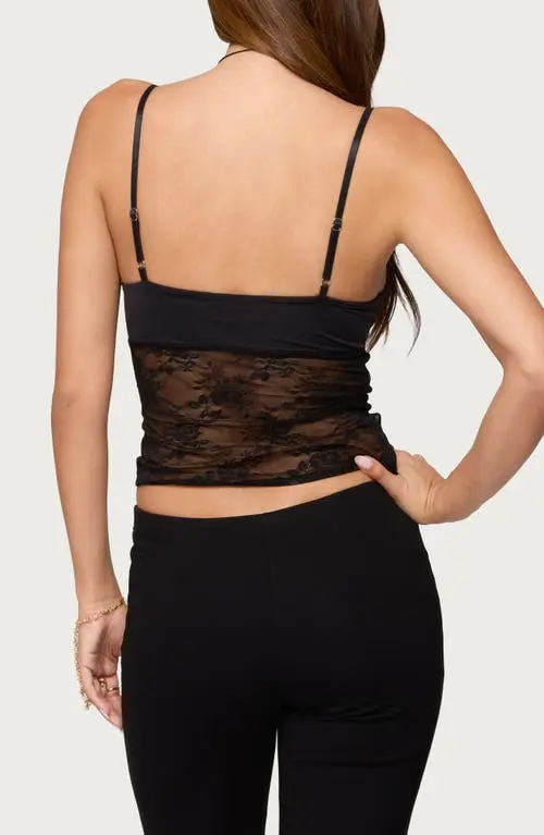 EDIKTED Sheer Lace Cutout Camisole - Black