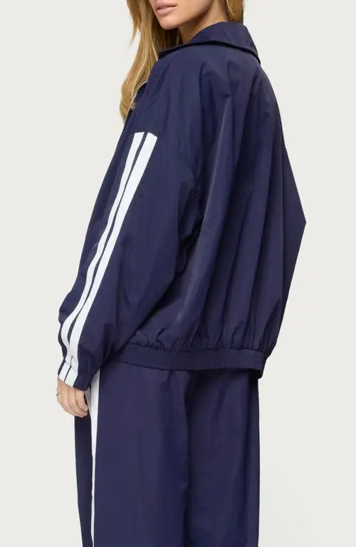 EDIKTED Kieran Stripe Nylon Track Jacket - Navy