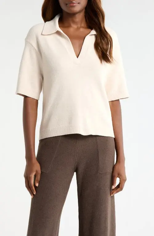 UGG Keslyn Johnny Collar Knit Polo - Sand