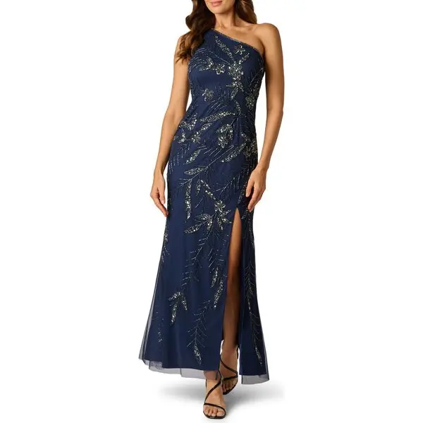 Adrianna Papell 3d Beaded And Sequin Gown