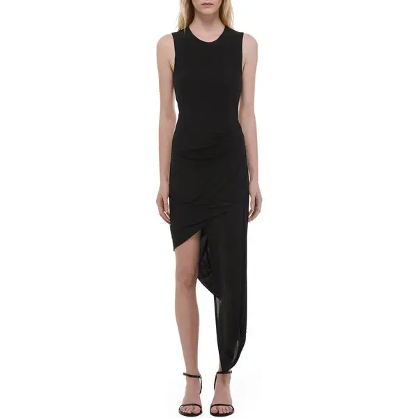 Helmut Lang Twist Drape Asymmetric Hem Dress