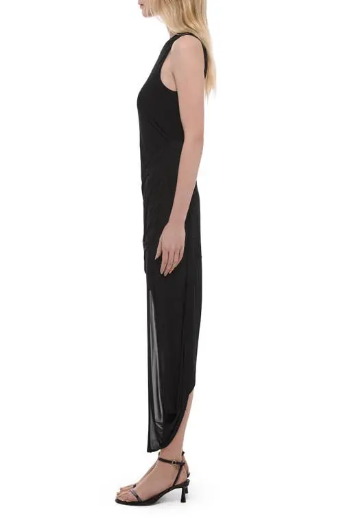 Helmut Lang Twist Drape Asymmetric Hem Dress