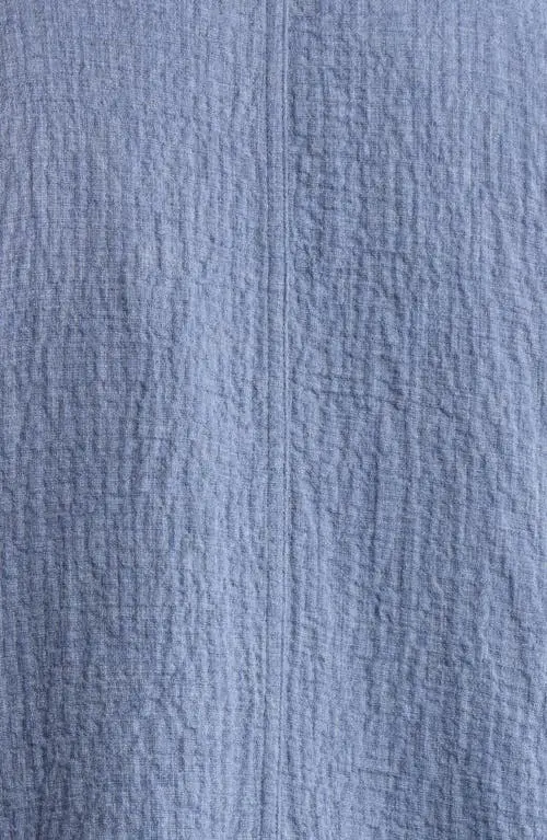 Eileen Fisher Organic Cotton Stretch Seersucker Shirt Jacket - Haze