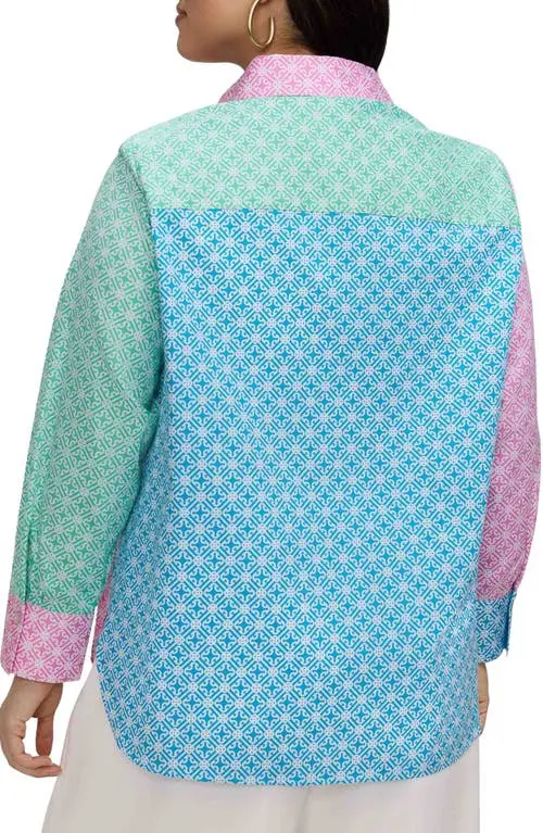 Foxcroft Meghan Geo Shirt - Pink/multi