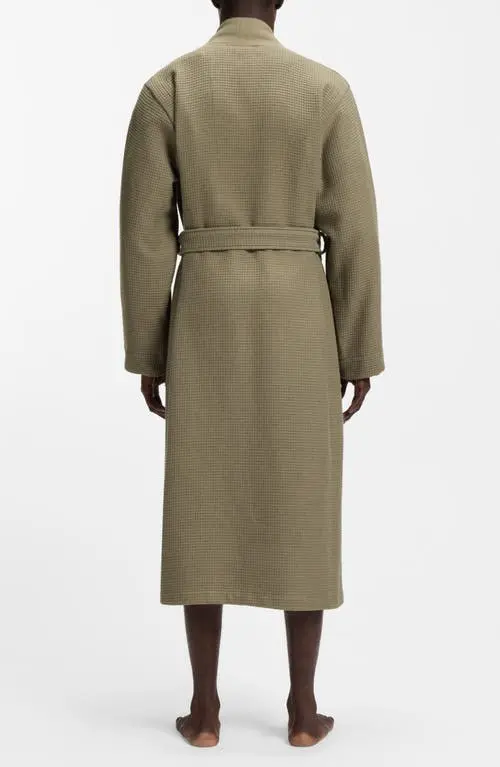 BOSS Waffle Cotton Blend Robe - Open Brown