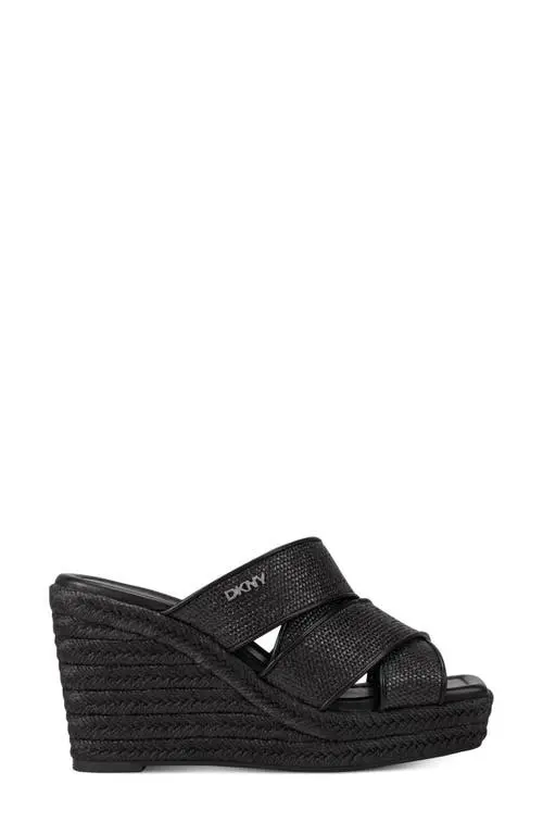 Dkny Platform Wedge Sandal - Black