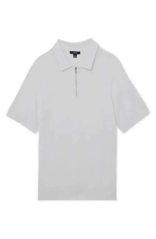 REISS Estate Textured Stitch Zip Polo - White