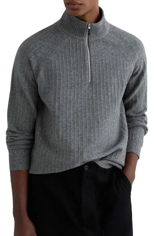 REISS Aldershot Rib Half Zip Sweater