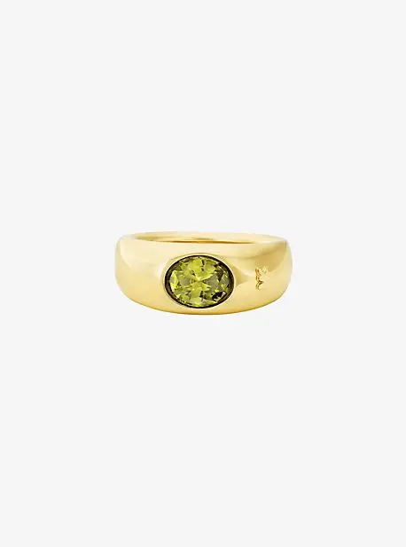 Michael Kors Precious Metal-plated Cubic Zirconia Signet Ring - Gold
