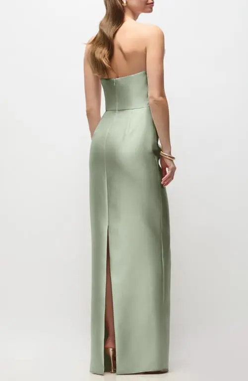 Alfred Sung Strapless Satin Column Gown - Sage
