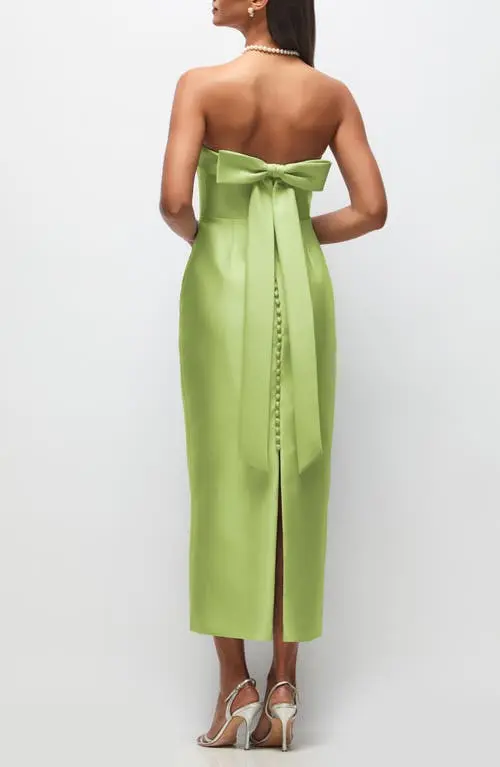 Alfred Sung Annabelle Bow Back Strapless Satin Column Dress - Mojito