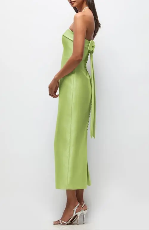 Alfred Sung Annabelle Bow Back Strapless Satin Column Dress - Mojito