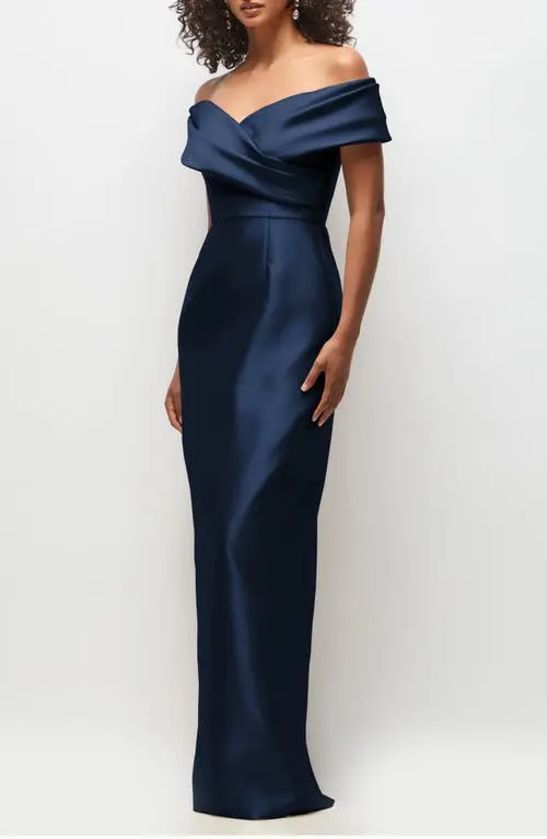 Alfred Sung Constance Off-the-shoulder Column Gown - Midnight